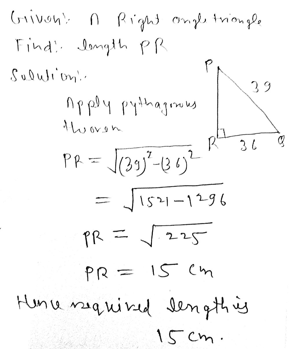 Solved: Using Pythagoras' theorem, calculate the length of PR. Give your answer in centimetres ...