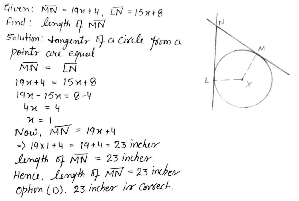 Solved: overleftrightarrow MN and overleftrightarrow NL are tangents to odot X. If overline MN ...