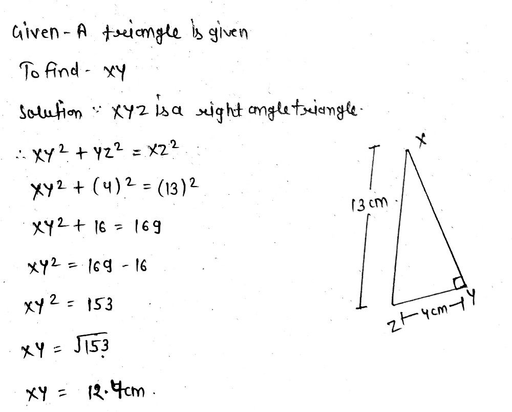 Solved: Using Pythagoras' theorem, calculate the length of XY. Give your answer in centimetres ...