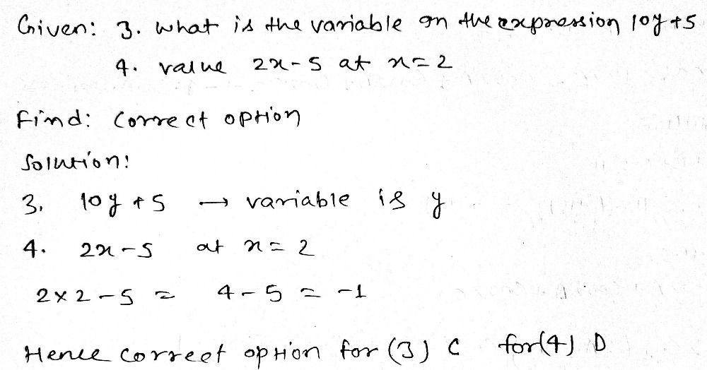 Solved: What is the variable in the expression (10y+5)? What is the value of the expression (2 ...