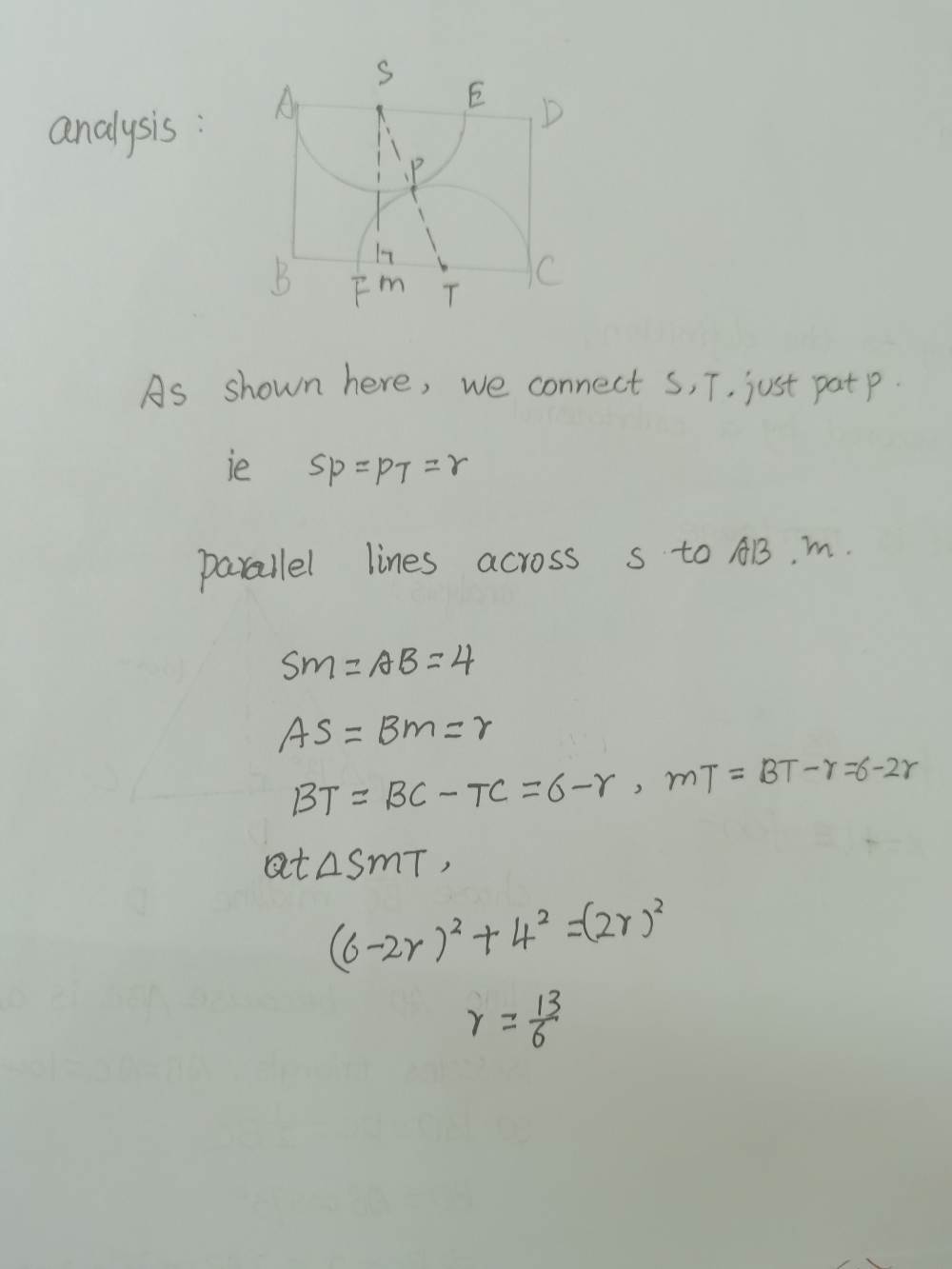 Solved: Rectangle ABCD has AB=4 and BC=6. The semi-circles with ...