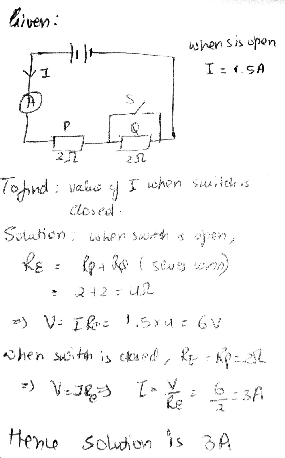 Solved: Question 3 The diagram shows a simple circuit with two ...