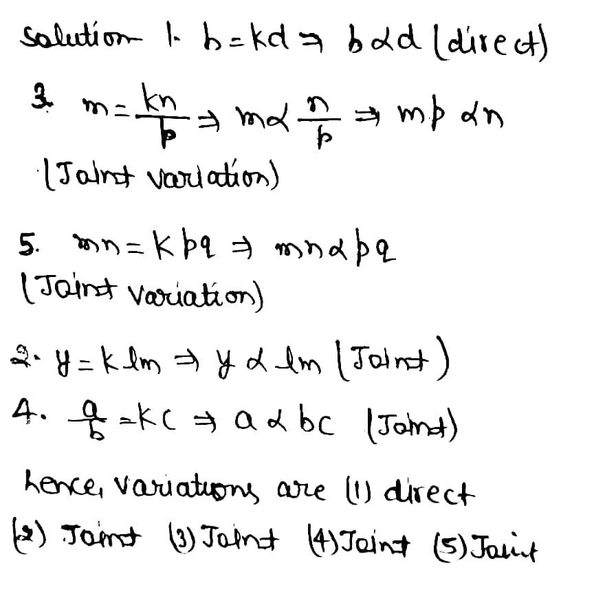 Solved: Identify if the given equation is a direct, inverse, joint or ...