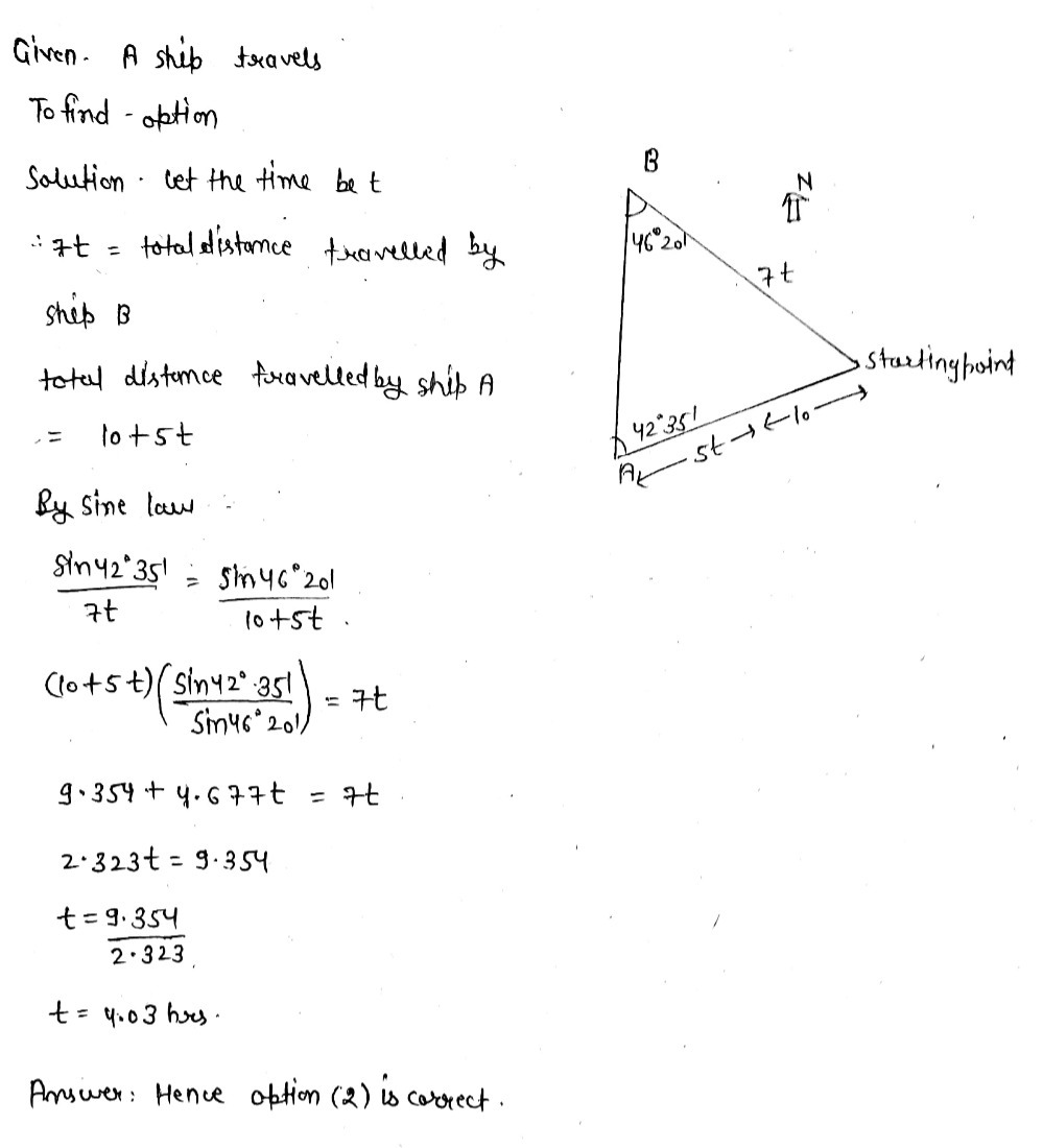 Solved: A ship started sailing S 42o35' W at the rate of 5 kph. After 2 ...