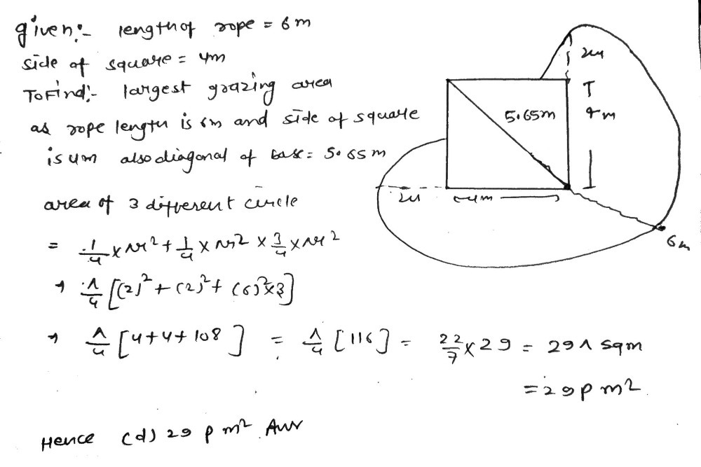Solved: A goat is tied at the corner of a small building with a square ...