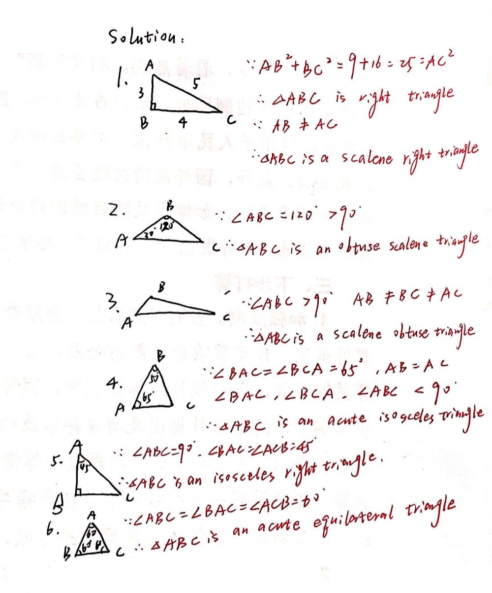 Solved: Draw a triangle that satisfies the indicated condition. 1. A scalene right triangle 3. A ...