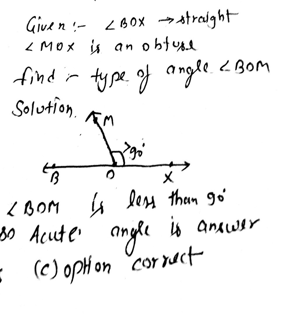 Solved: Given that angle BOX is a straight 1 point angle, and OM is ...