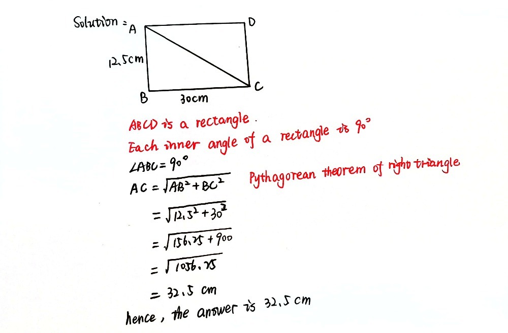 Solved: The diagram shows a rectangle ABCD. Work out the length of AC. [Math]