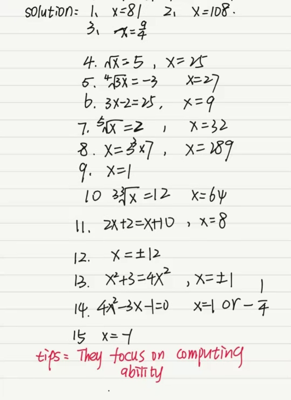 Solved: Solve the following equations. Show your solutions. 1. sqrt(x)=9 11. sqrt(2x+2)=sqrt(x+ ...