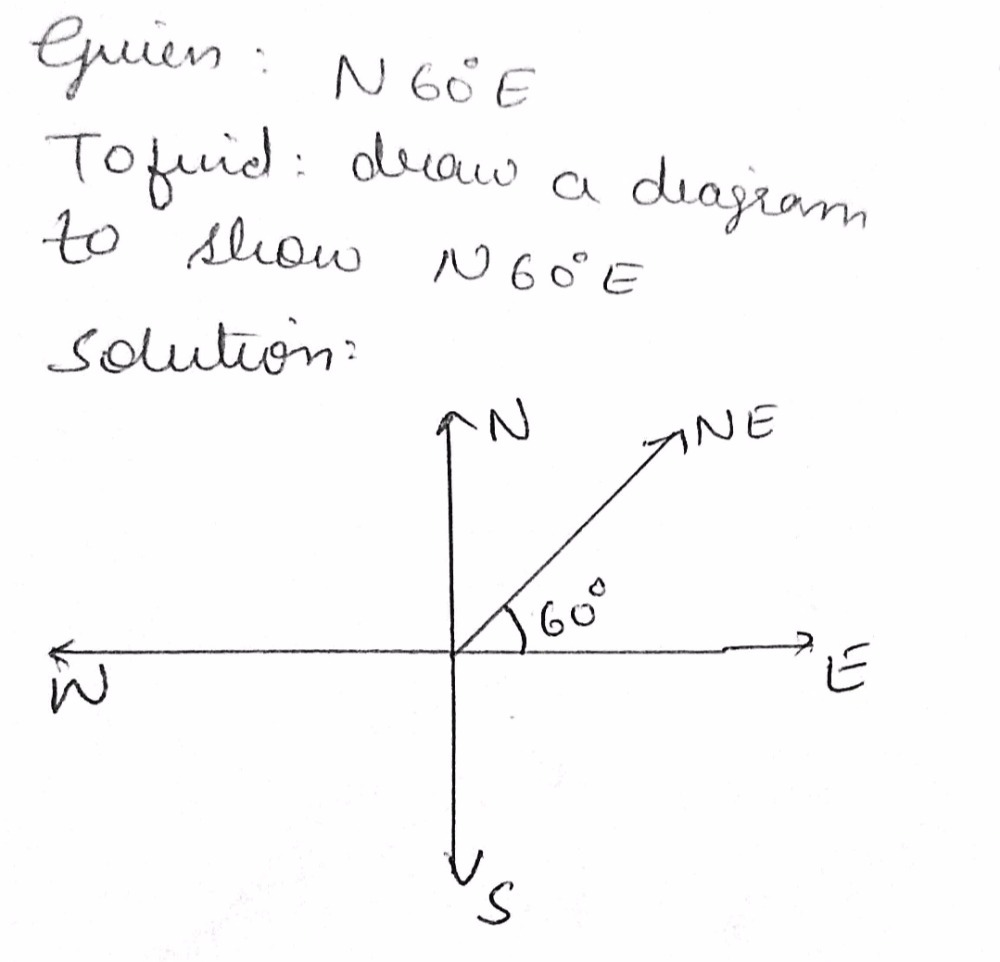 Solved: D Draw a diagram to show N60 ° E. [Math]