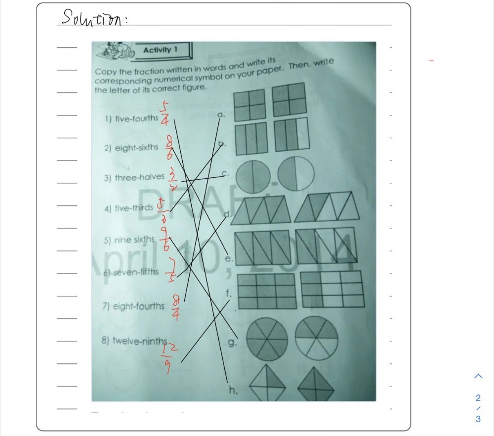 Solved: Copy the fraction written in words and write its corresponding numerical symbol on your ...