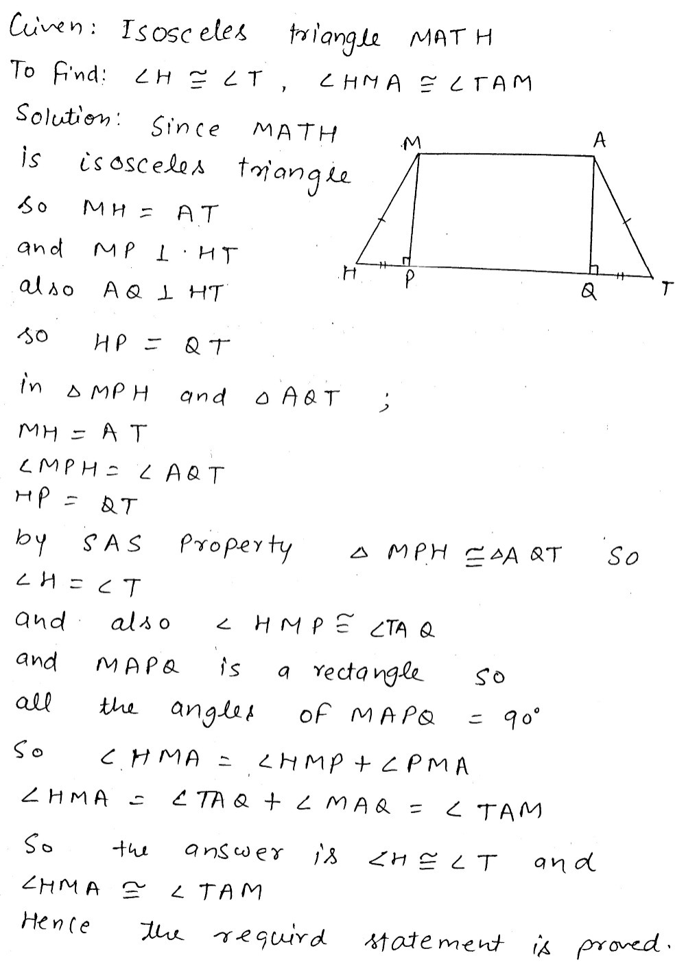 Solved: Theorems on Isosceles Trapezoid congruent Given: Isosceles ...