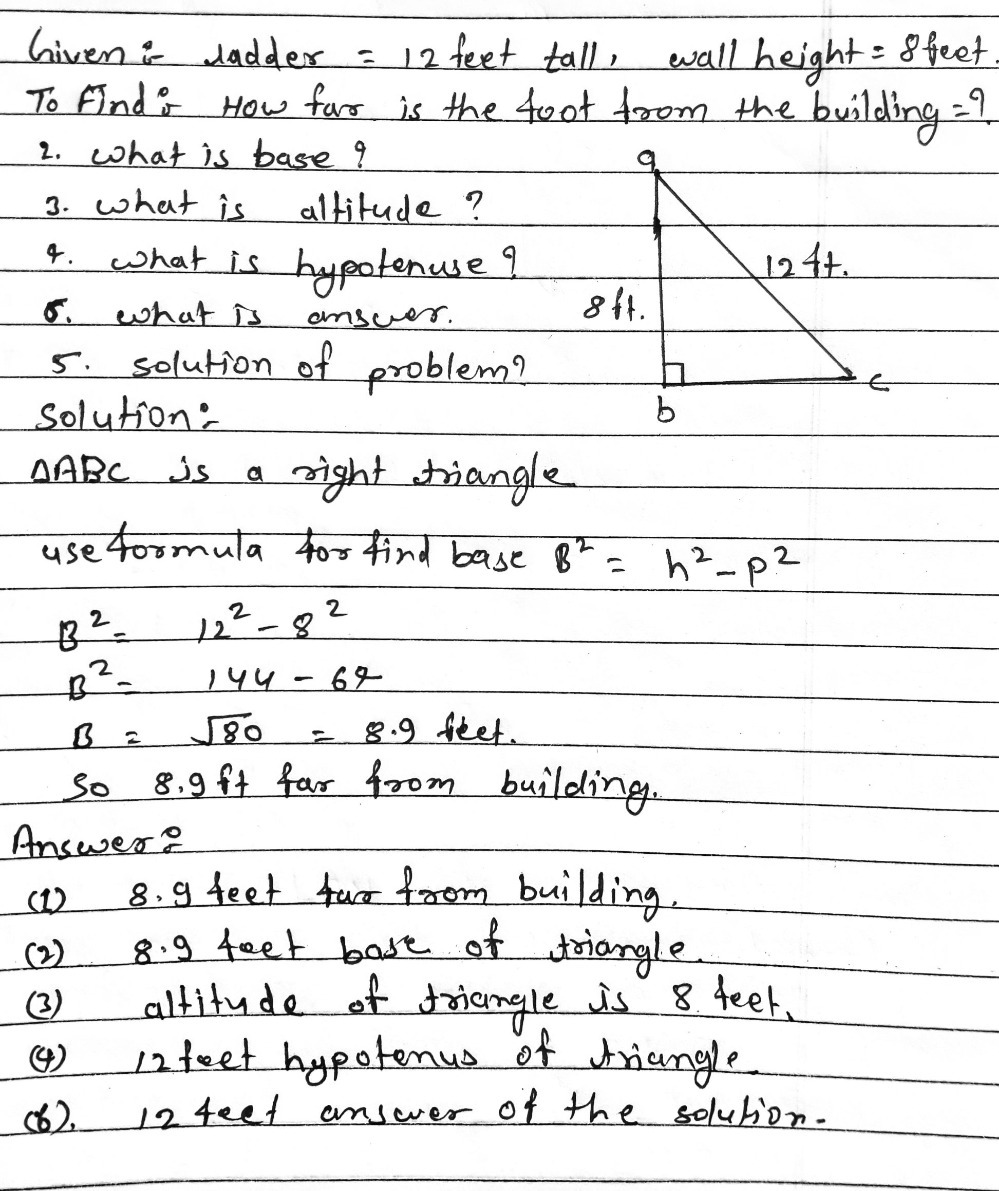 Solved: PERFORMANCE TASKS Solve the problem:A ladder that is 12 ft ...