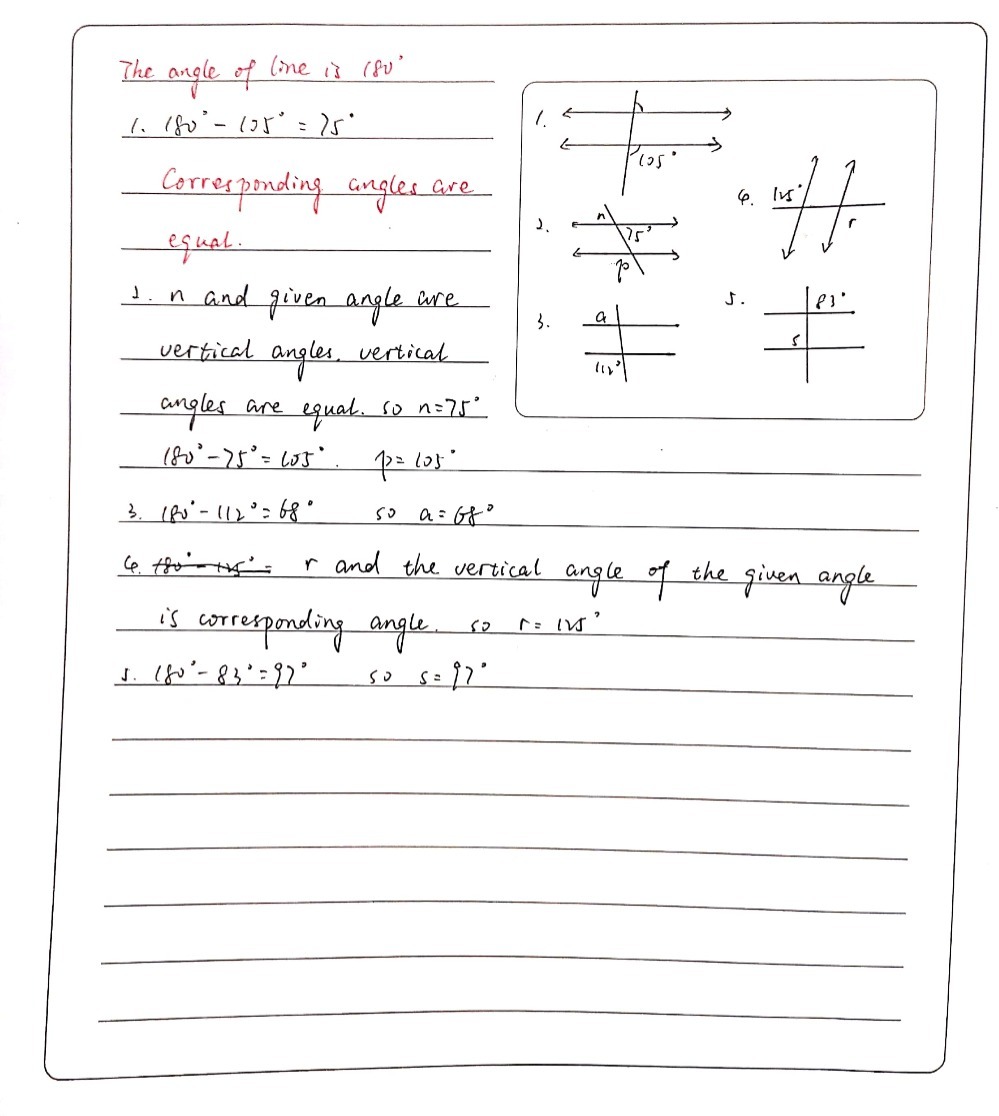 Solved: Determine the measures of the angles marked with letters. Lines ...