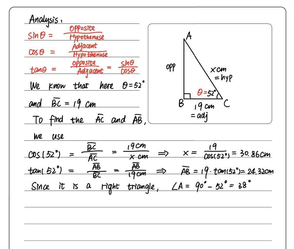 Solved: Determine the missing length or angle in the following diagrams ...
