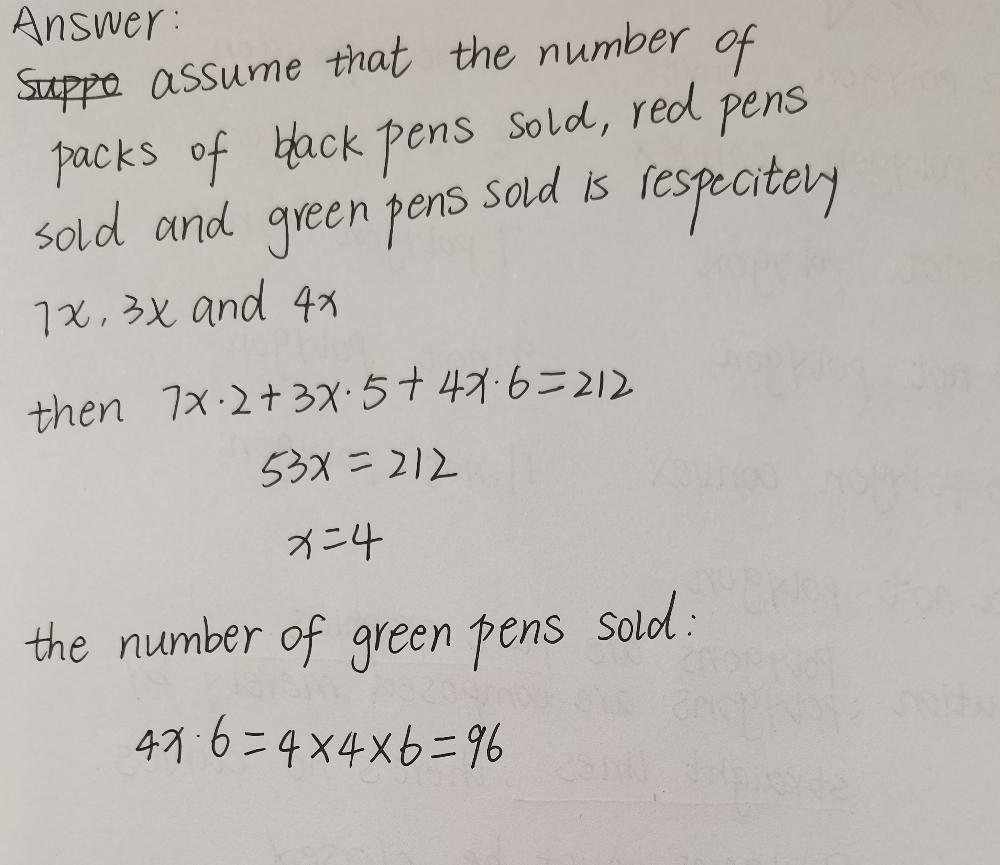A shop sells packs of black pens, packs of red pen - Gauthmath