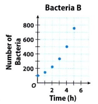 Solved: A biologist tracked the growth of a strain of bacteria, as ...