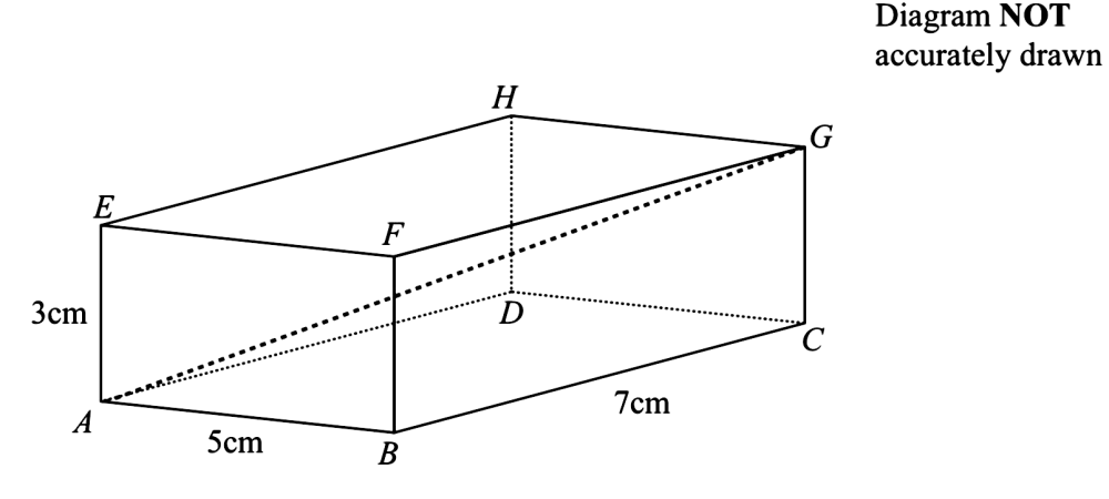 Solved: The diagram shows a cuboid (ABCDEFGH). (AB=5) cm (BC=7) cm (AE ...