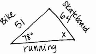 Solved: A course in the shape of a triangle consists of a running path ...