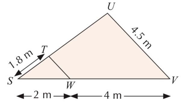 Solved: The diagram on the left shows two similar triangles, (STW ) and ...