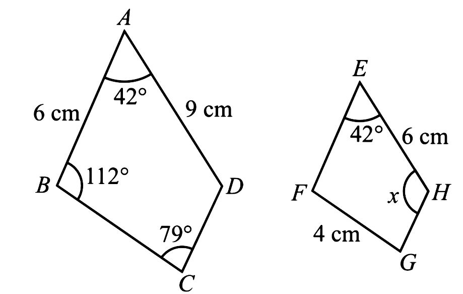 The shapes ABCD and EFGH are similar quadrilateral - Gauthmath