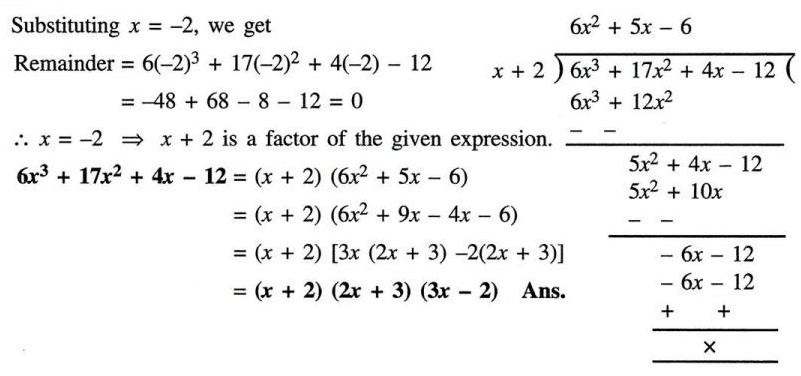 Solved: Use factor theorem to factorise 6x^3+17x^2+4x-12 completely. [Math]