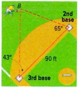Solved: A baseball is hit between the second and third bases and is ...