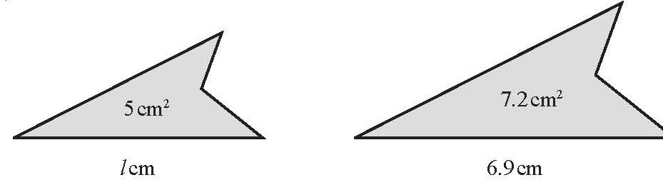 Solved: The diagram shows two similar figures. The areas of the figures ...