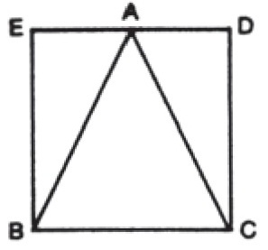 Solved: Isosceles triangle (ABC) is inscribed in square (BCDE) as shown ...