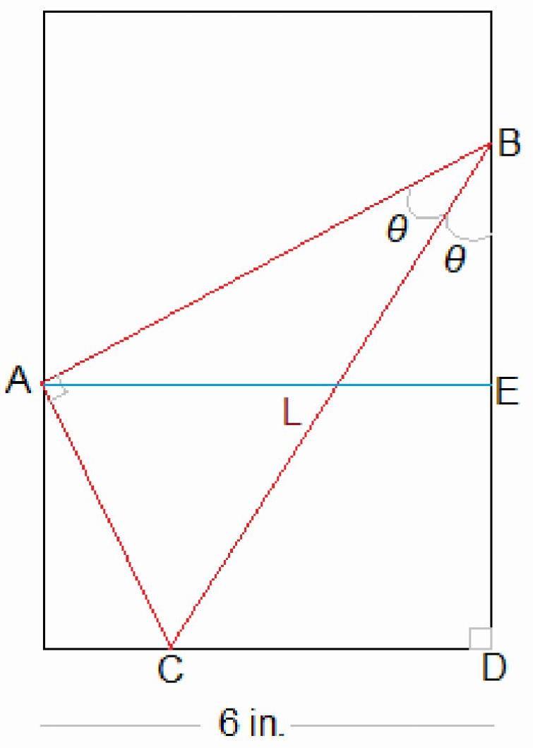 Solved: The lower right-hand corner of a long piece of paper 6 in. wide ...