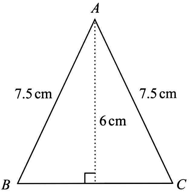 Solved: The diagram shows isosceles triangle (ABC). (AB=AC=7.5) cm. The height of the triangle ...