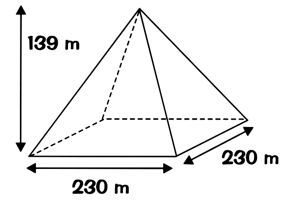 Solved: The largest Egyptian pyramid has a square base with sides of ...