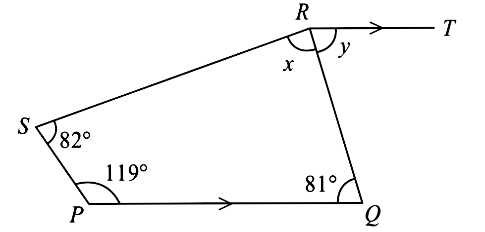 Solved: The diagram shows a quadrilateral (PQRS) and a straight line ...