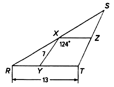 Solved: In the figure, (overlineXY) and (overlineXZ) are midsegments of ( RST) Find each measure ...