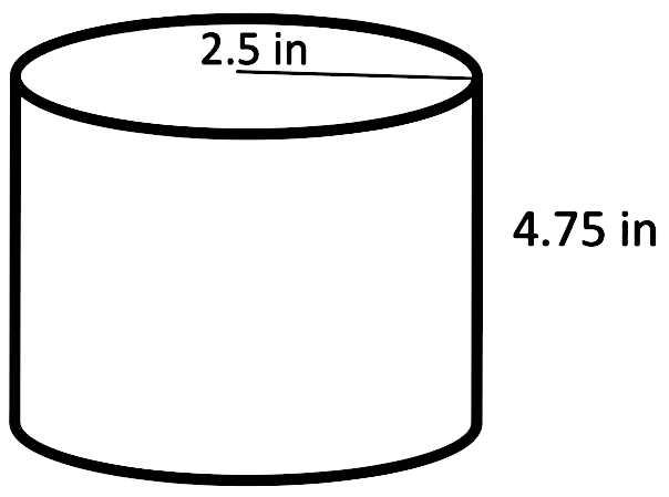 Solved: Find the volume of a cylinder with the dimensions shown in the diagram. Round to the ...