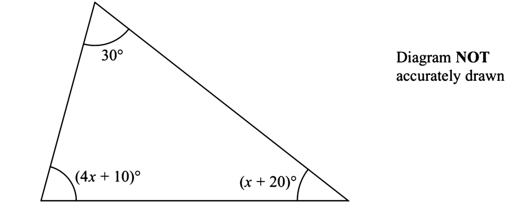Solved: The diagram shows a triangle. Work out the value of (x). [Math]