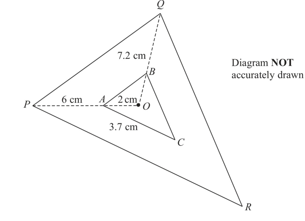 Solved: Triangle (PQR) is an enlargement, centre (O), of triangle (ABC ...