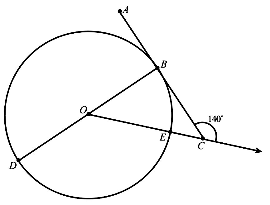 Solved: In the figure below, (overlineAC) is tangent to the circle at point (B). The length of ...