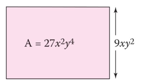 Solved: A rectangle has area (27x^2y^4) and width (9xy^2). What is the ...