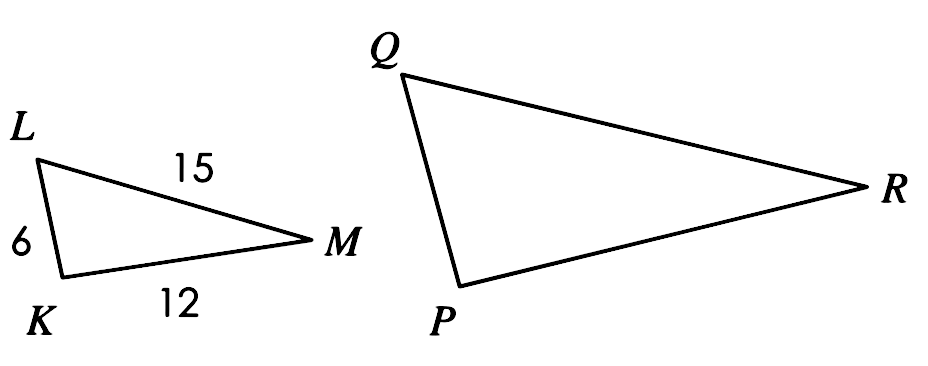 Solved: If ( KLMsim PQR) with a scale factor of (3:5), find the perimeter of ( PQR). [Math]