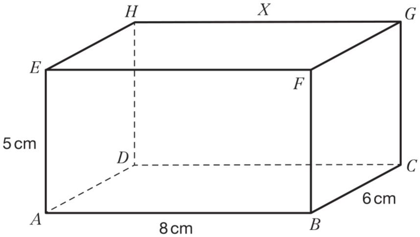 Solved: The diagram below shows a cuboid with dimensions (8) cm, (6) cm ...
