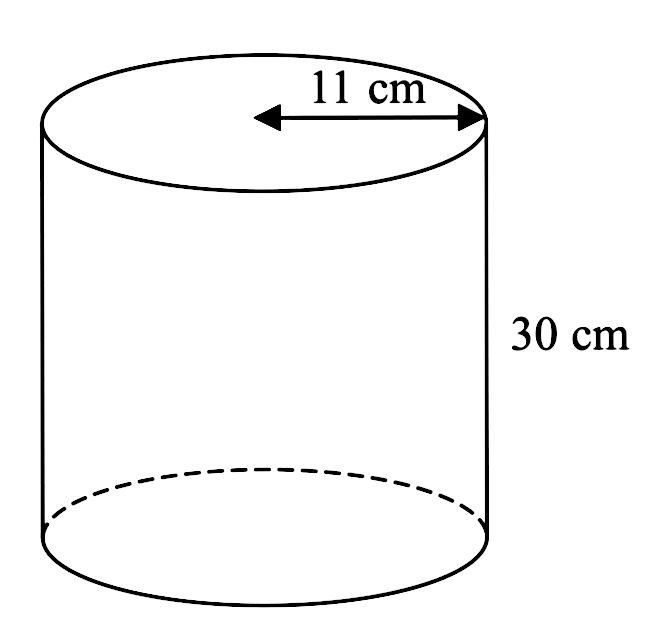 Solved: The diagram shows a solid cylinder. The cylinder has a height of (30) cm and a radius of ...