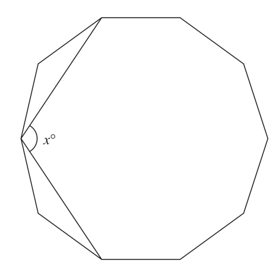 Solved: Here is a regular (10)-sided polygon Work out the value of (x ...