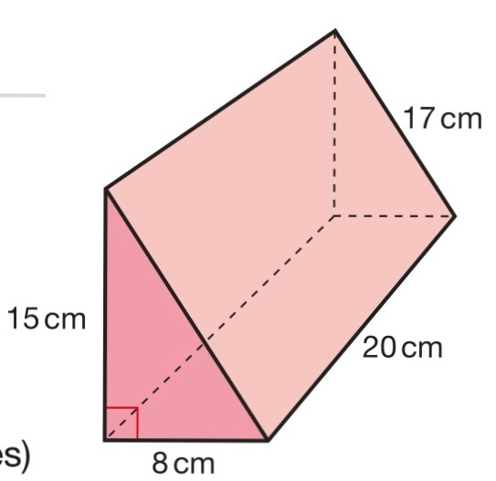 Solved: Calculate the volume and surface area of the prism shown. [algebra]