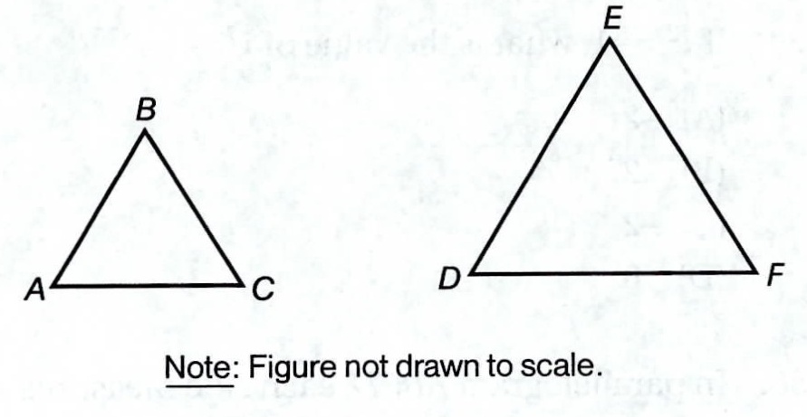 Solved: In the figure above, both triangles are equilateral. If the area of ( ABC) is (6) and ...