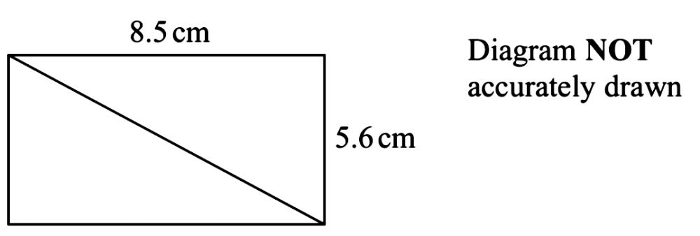 Solved: The diagram shows a rectangle and a diagonal of the rectangle ...