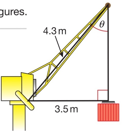 Solved: Find angle of the crane jib (arm) with the cable, (θ), correct ...