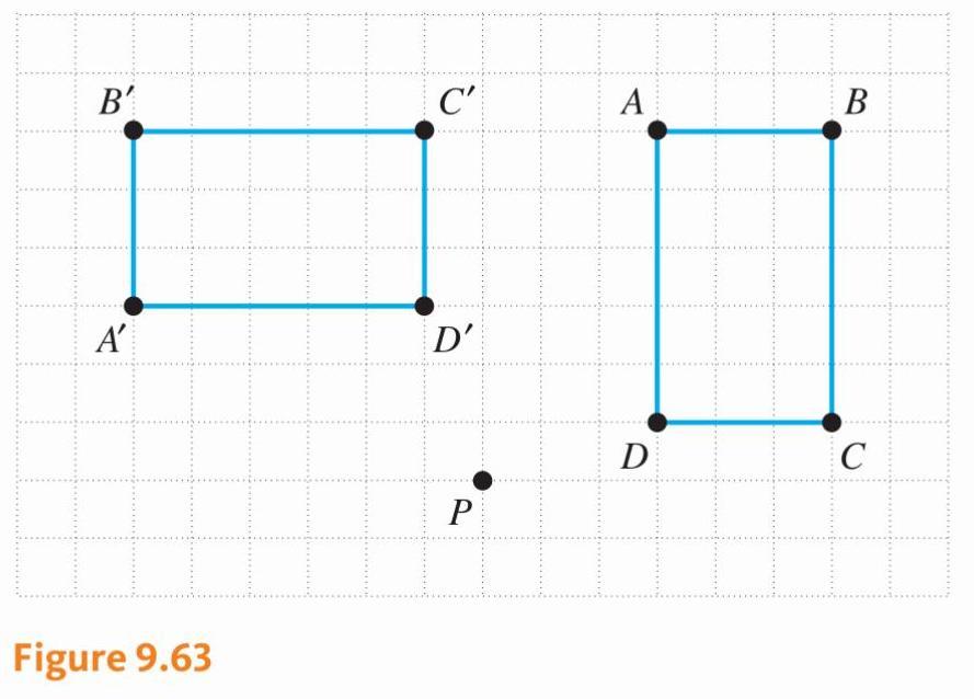 Solved: Given rectangle (ABCD) and rotation point (P), shown in Fig. 9.62, construct rectangles ...
