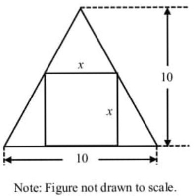 Solved: In an isosceles triangle with a height (10) and a base (10), a ...