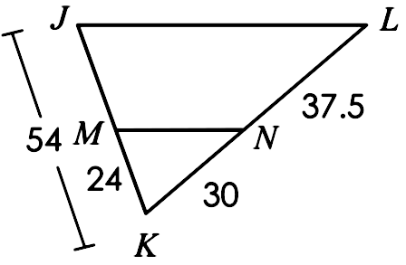 Solved: Determine if (overline MN) is parallel to (overline JL). [geometry]